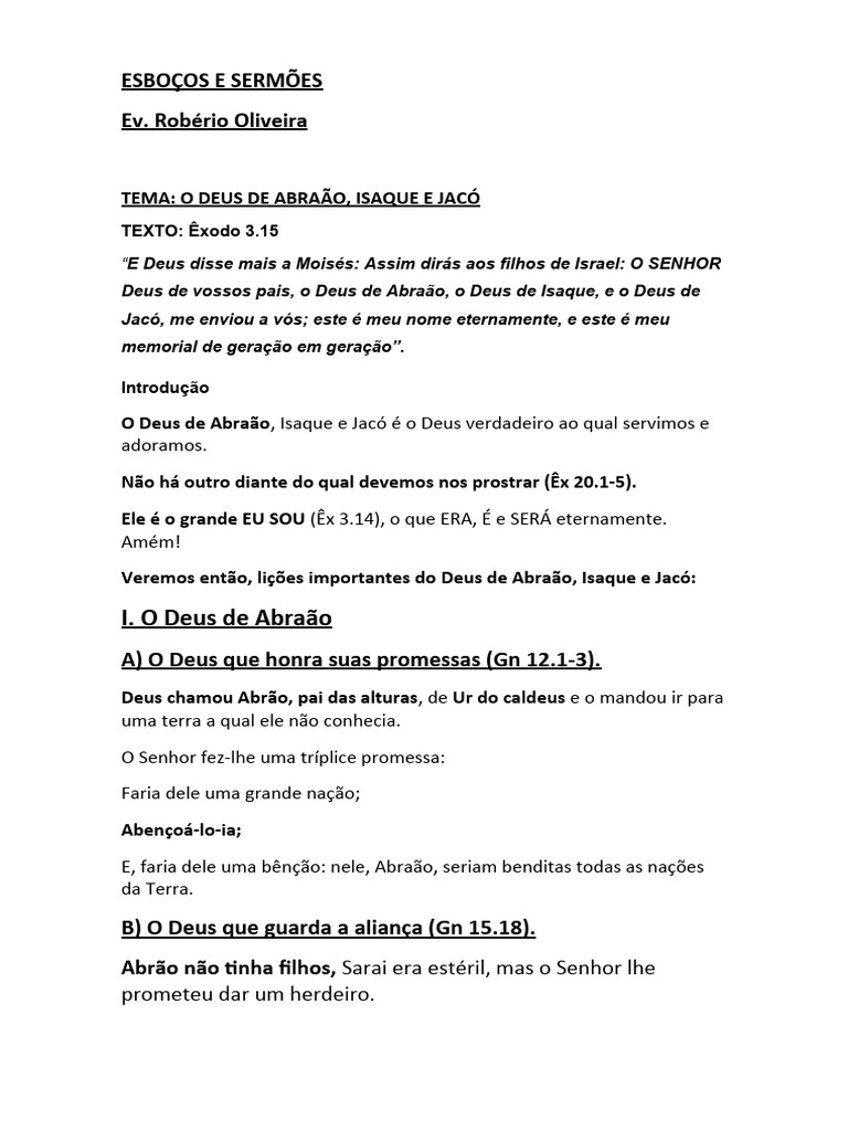 O Deus de Abraão, Isaque e Jacó | PDF