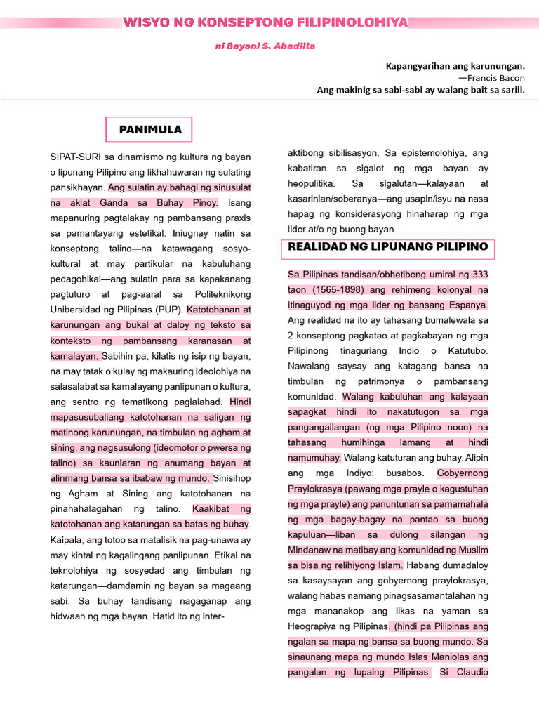 Filipinolohiya Lesson 2 | PDF