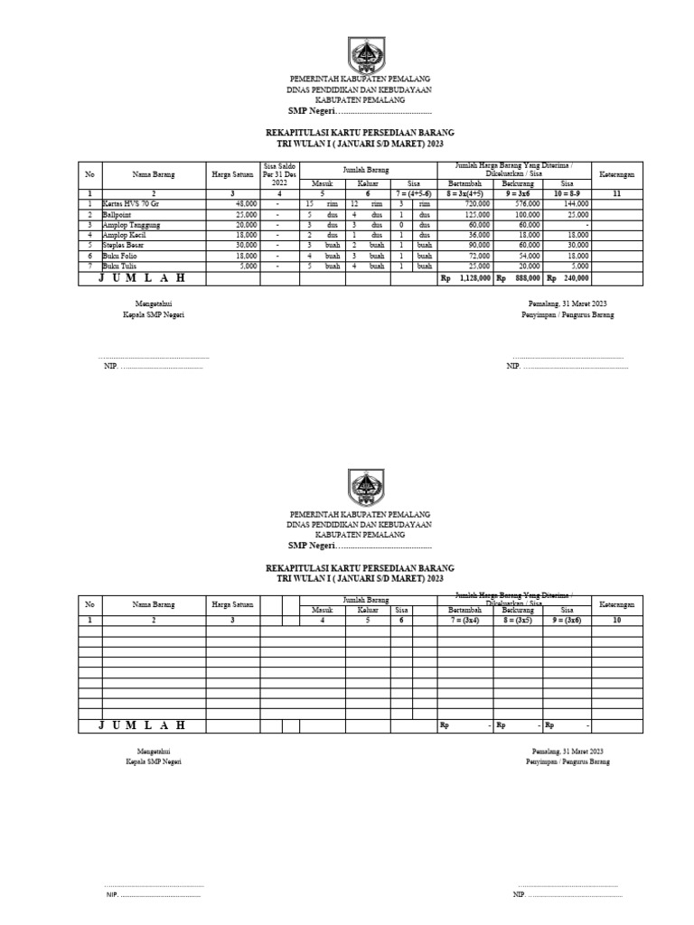 Contoh BA pemeriksaan barang | PDF