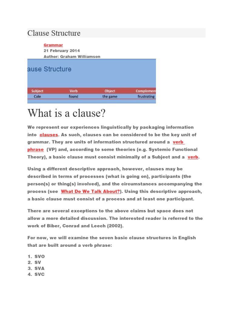 Clause Structure | PDF