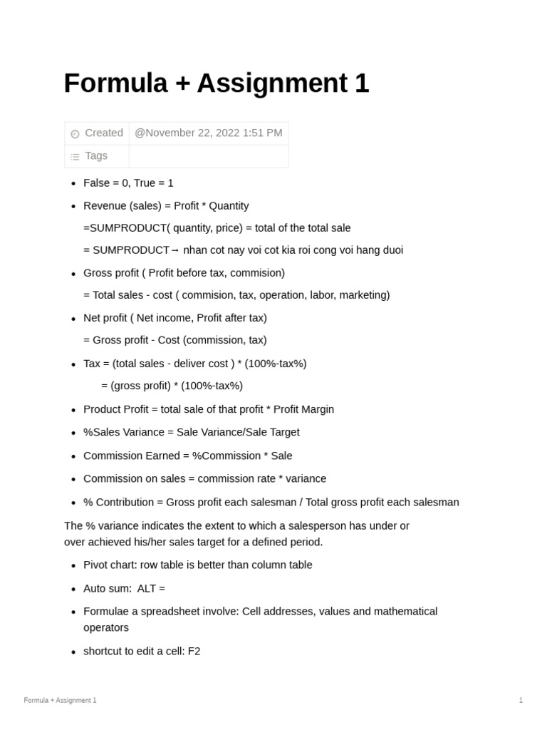 Formula + Assignment 1 BIS Excel | PDF | Usability | Information