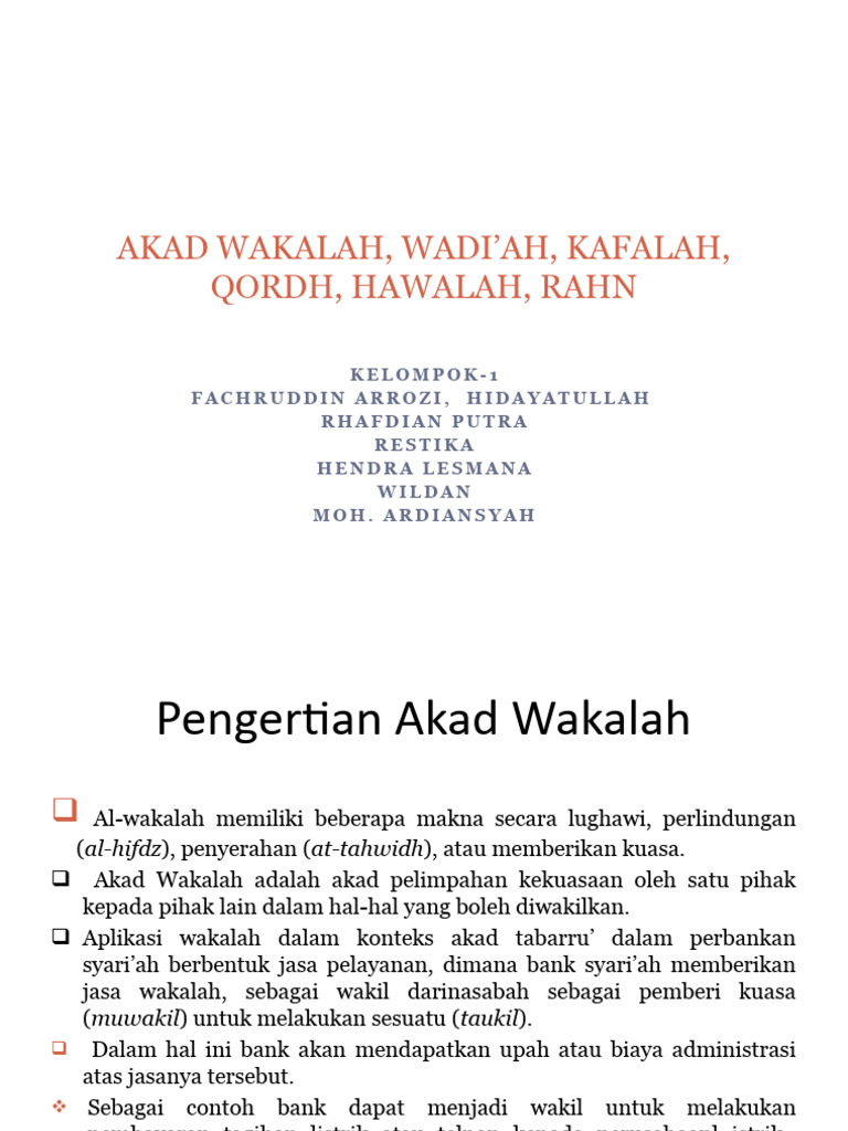 Revisi PPT Wakalah Dan Wadiah | PDF | Hukum