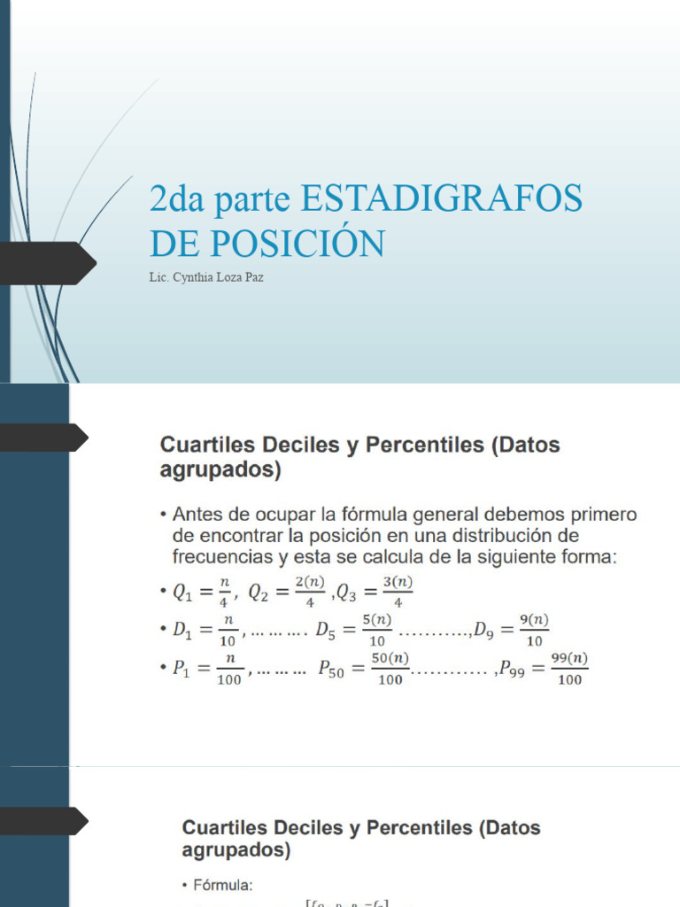 Cuartiles, Deciles y Percentiles Agrupados | PDF | Cuantil
