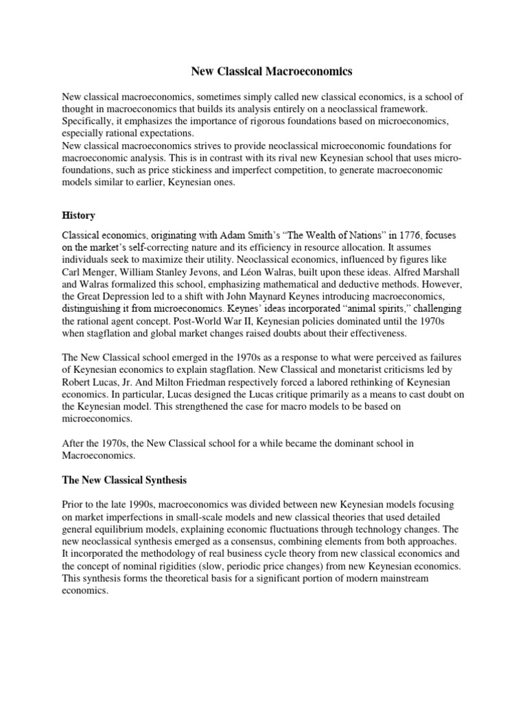New Classical Macroeconomics | PDF | Economics | Classical Economics