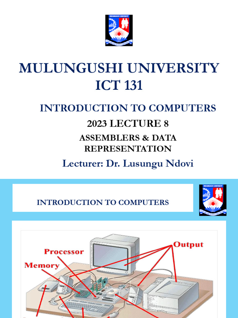 Ict 131 Lecture 8 Assemblers And Data Representation In Computers Mu 2023 Pdf Assembly