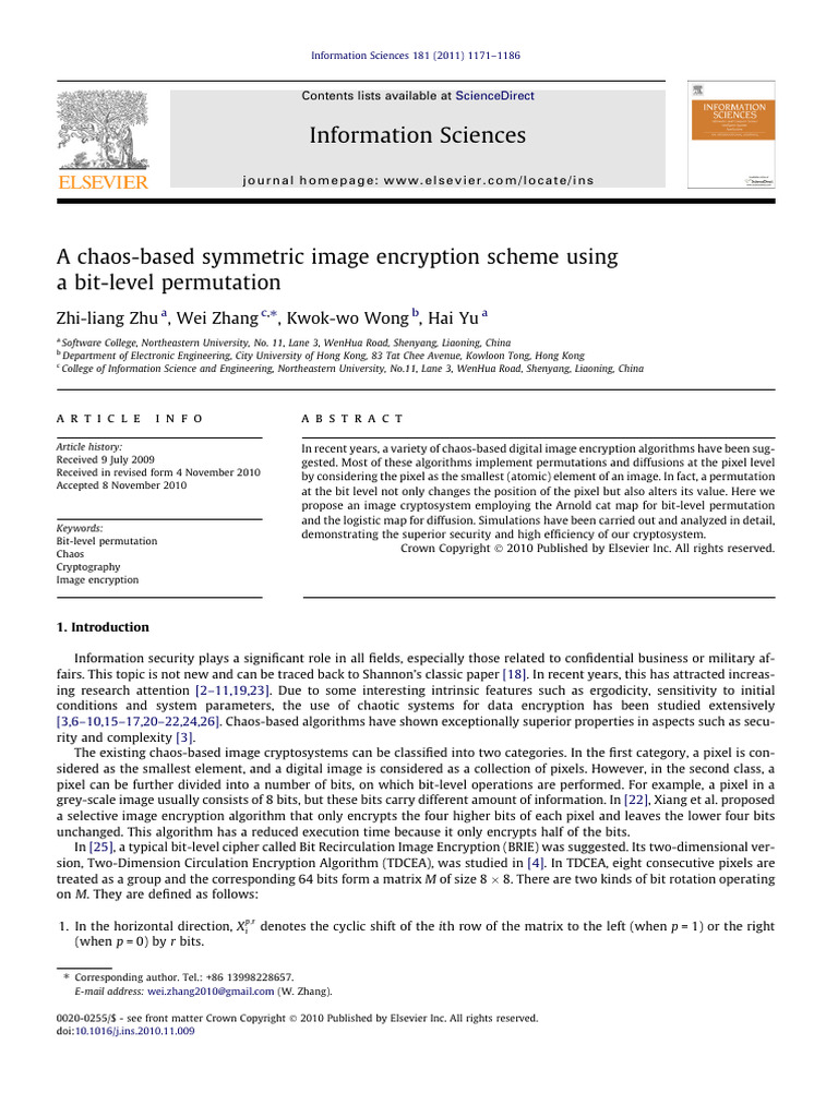 Metrics A Chaos-Based Symmetric Image Encryption Scheme Using | PDF | Cryptography | Matrix ...