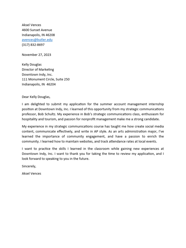 Aksel Vences Internship Application | PDF