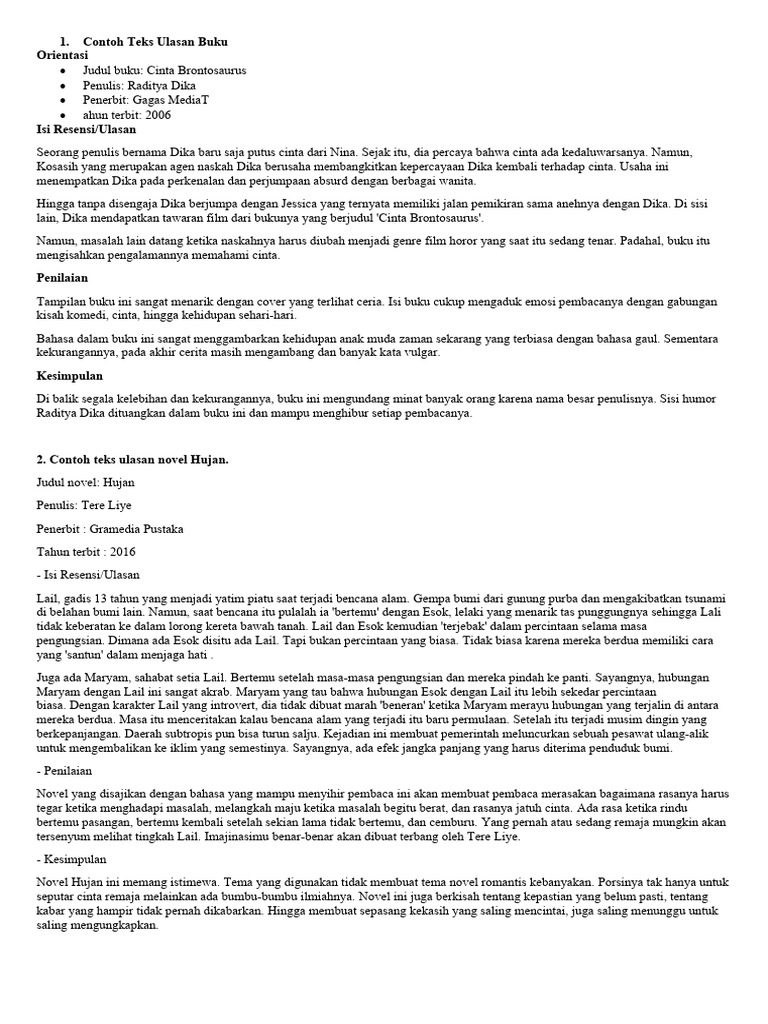 Contoh Teks Ulasan Buku | PDF