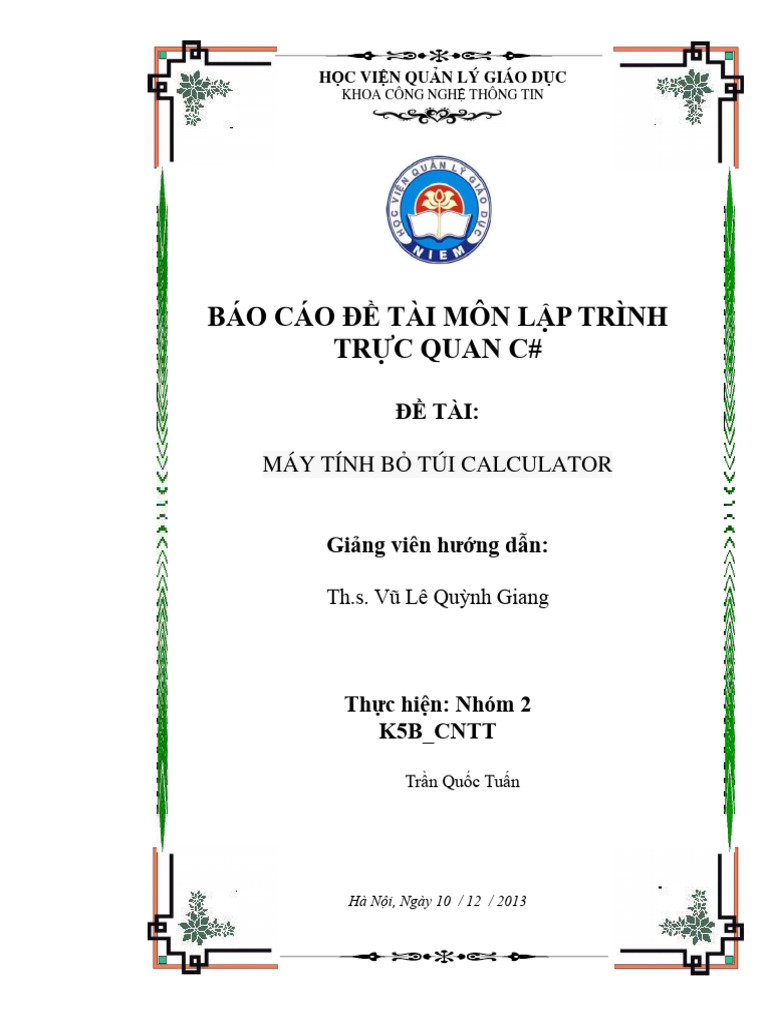 (123doc) Bao Cao de Tai Mon Lap Trinh Truc Quan C Chuong Trinh May Tinh Bo Tui Calculator | PDF