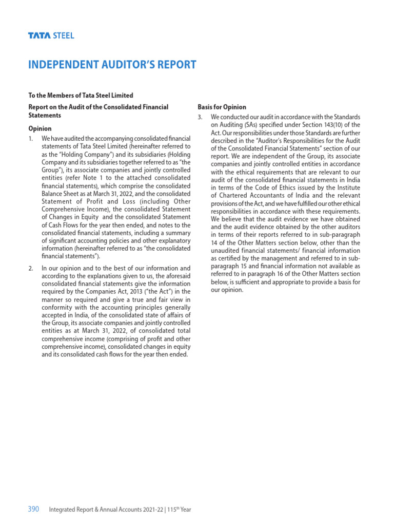 Consolidated Financialstmt | PDF | Going Concern | Audit