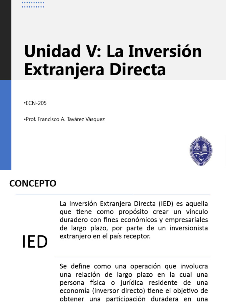 Unidad V La Inversión Extranjera Directa | PDF | La inversión ...