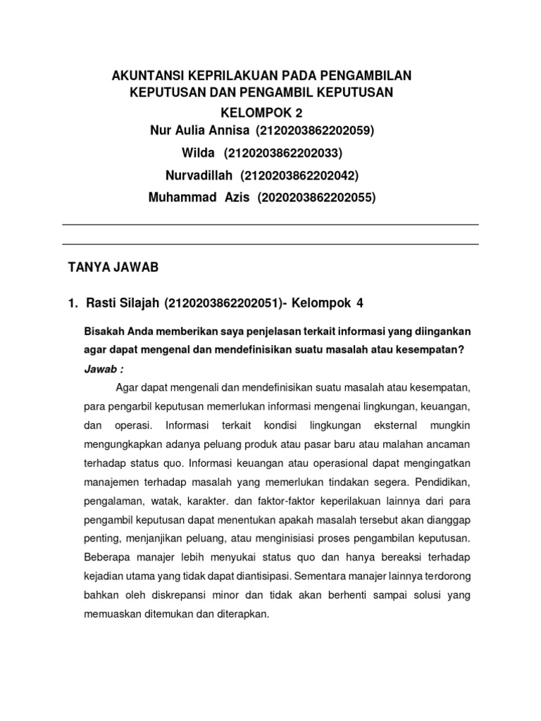 Tanya Jawab KLP 2 Akuntansi Keperilakuan | PDF | Karier & Perkembangan