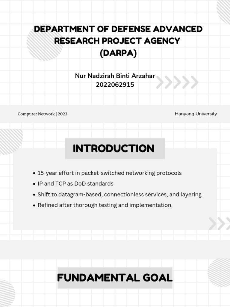 DARPA PPT (Nur Nadzirah) | PDF | Computer Network | Packet Switching