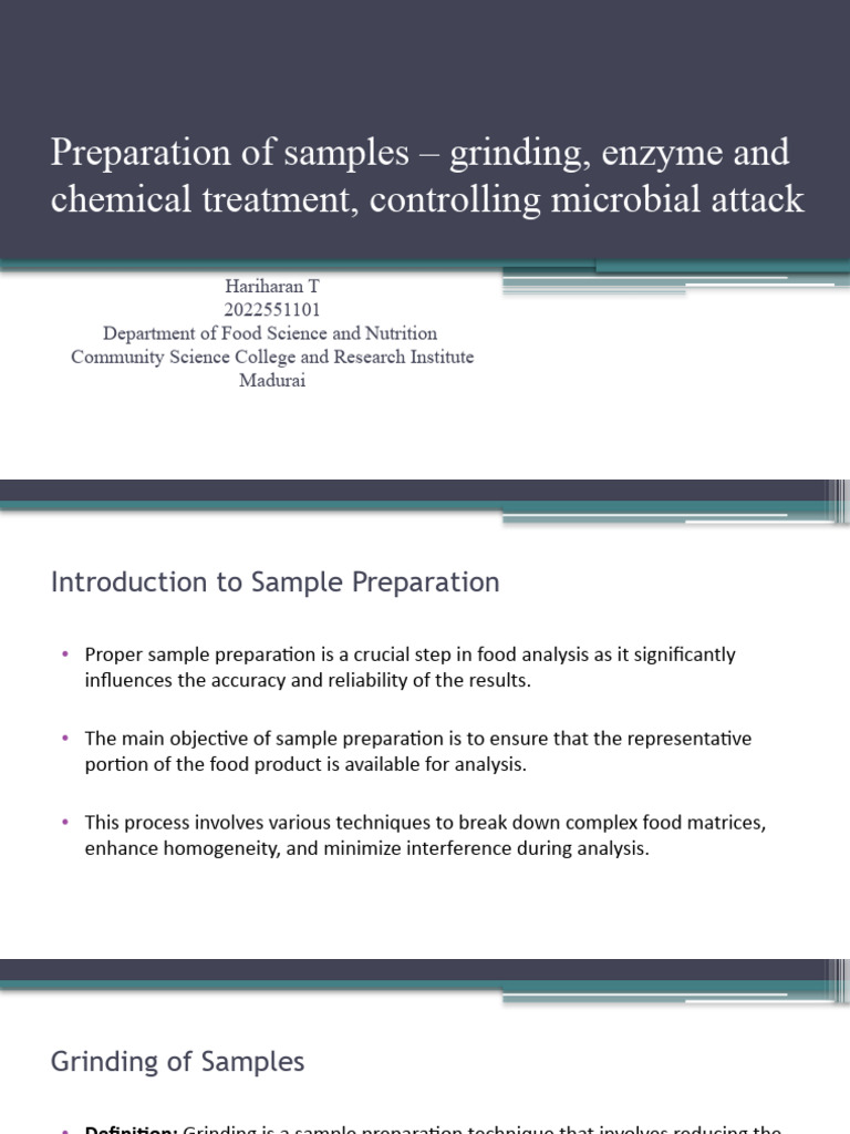 Preparation of Samples - Grinding, Enzyme and | PDF