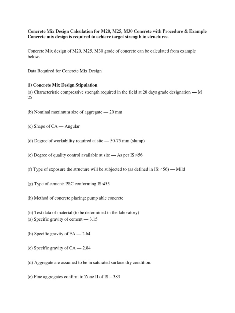 Concrete Mix Design Trail Steps | PDF | Concrete | Construction Aggregate