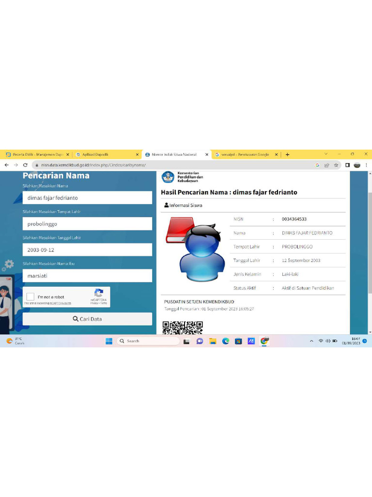 Perubahan Nisn Dimas Fajar Fedrianto | PDF
