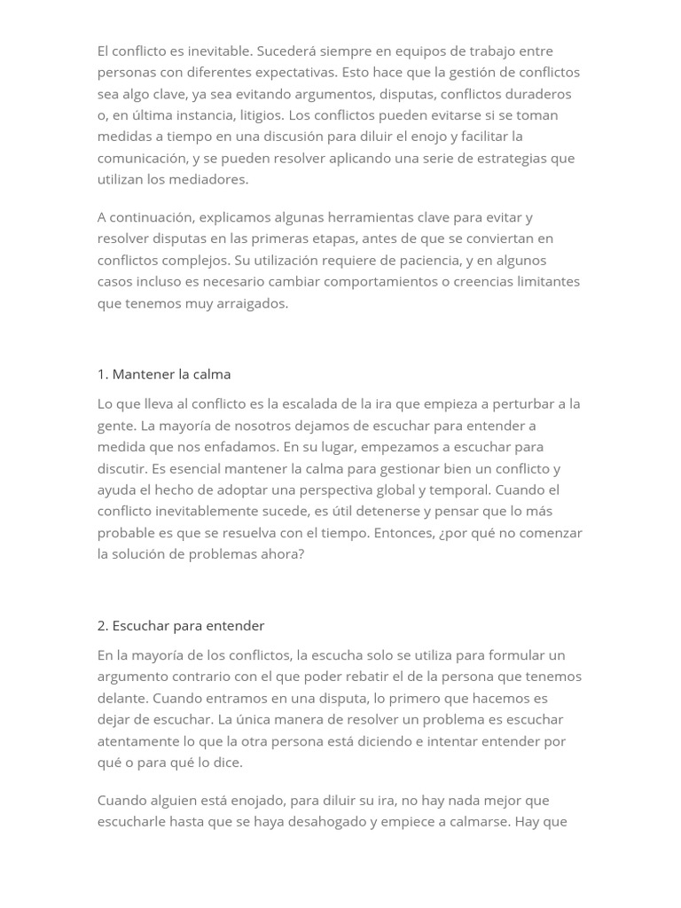Estrategias Efectivas para Resolver Conflictos | PDF | Conflicto ...