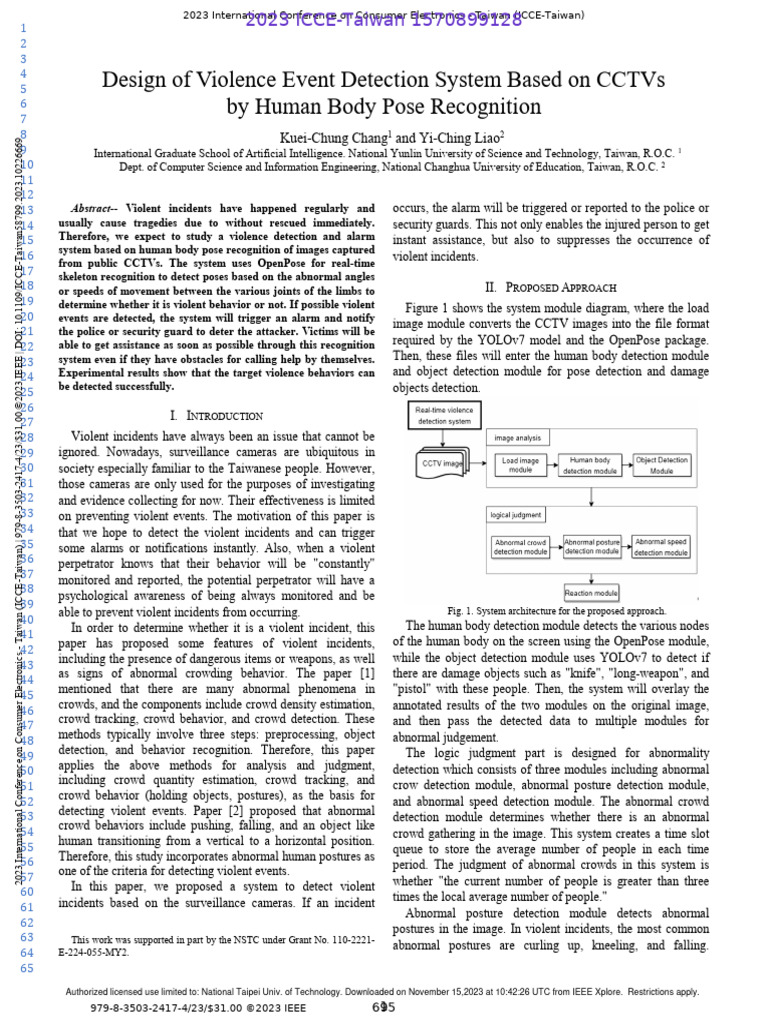 Design Of Violence Event Detection System Based On Cctvs By Human Body Pose Recognition Pdf