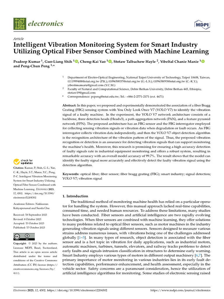 Electronics 12 04302 V2 Pdf Artificial Neural Network Optical Fiber