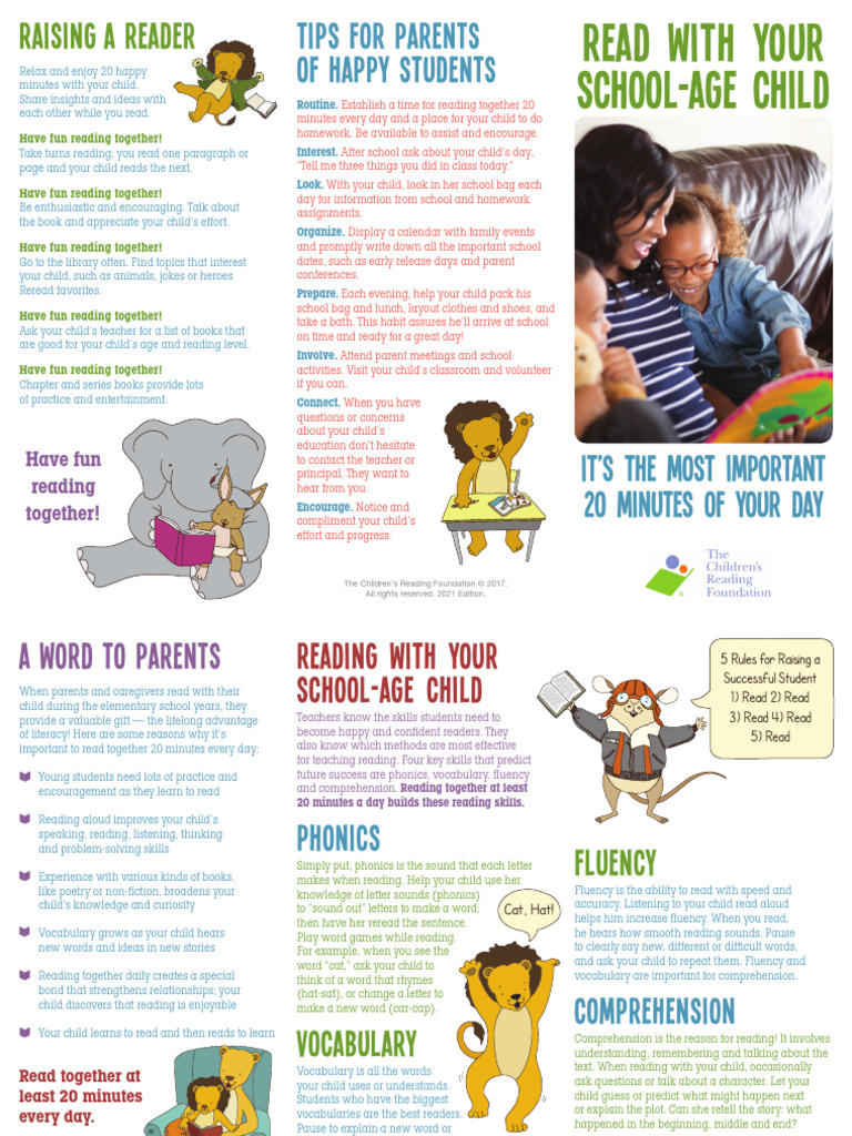 Read With Your School Age Child Brochure | PDF | Phonics | Reading ...