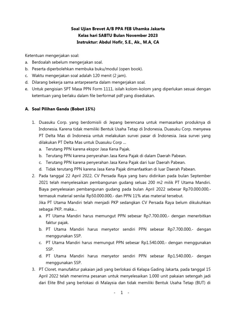 Soal Ujian PPN | PDF