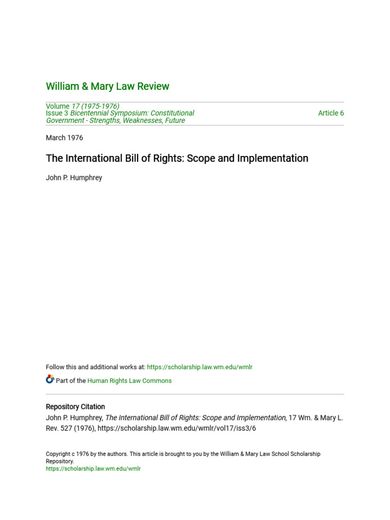 The International Bill of Rights_ Scope and Implementation | PDF