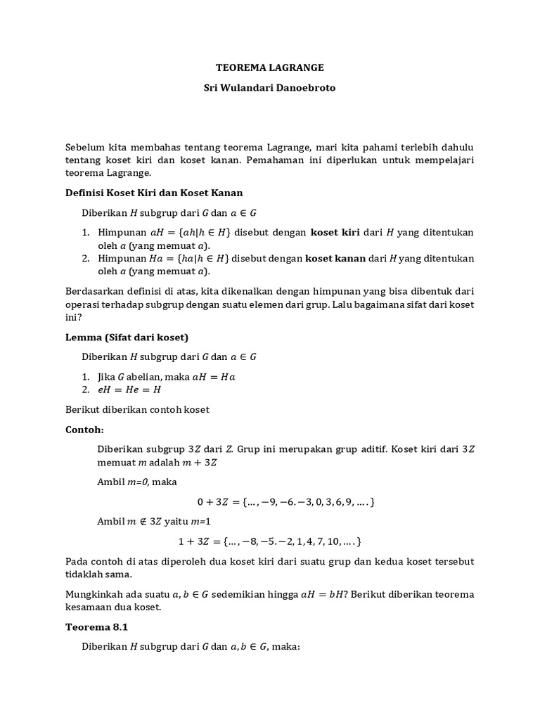 Materi Teorema Lagrange | PDF