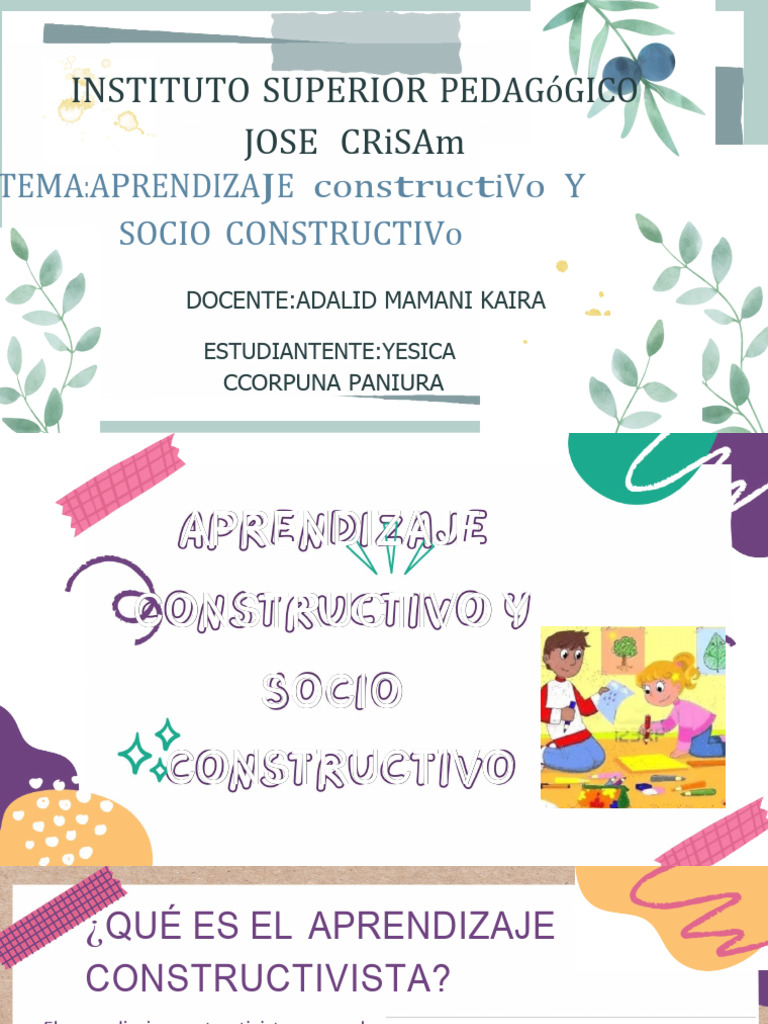 Aprendizaje Contructitivo y Socio Constructivo | PDF | Constructivismo (filosofía de la ...