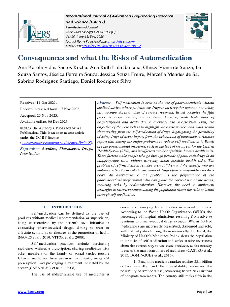 Consequences and What The Risks of Automedication | PDF | Prescription ...