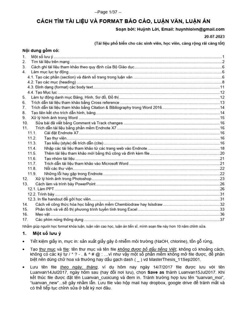 Cach Tim Tai Lieu Va Format Bao Cao, Luan Van, Luan An-20!7!2023 | PDF