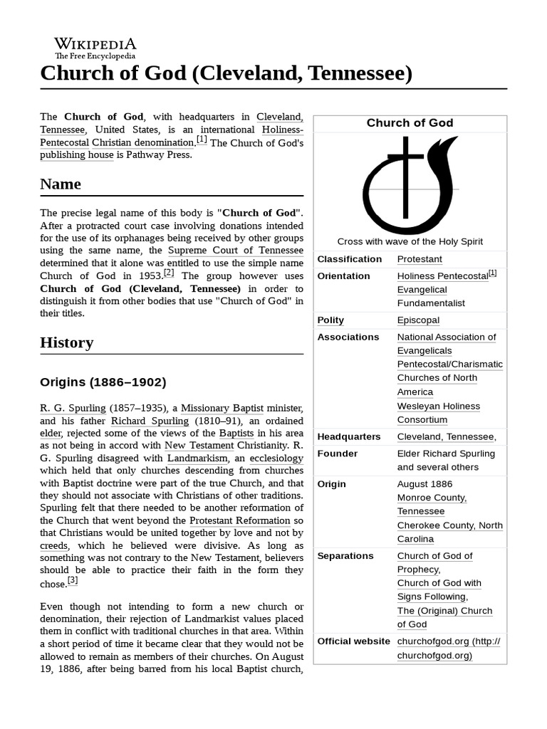 Church of God: History and Beliefs | PDF | Abrahamic Religions ...