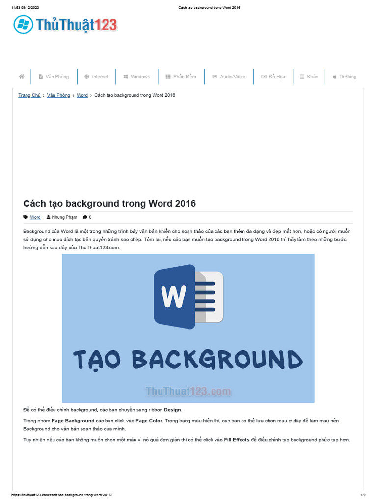 Cách T o Background Trong Word 2016 | PDF