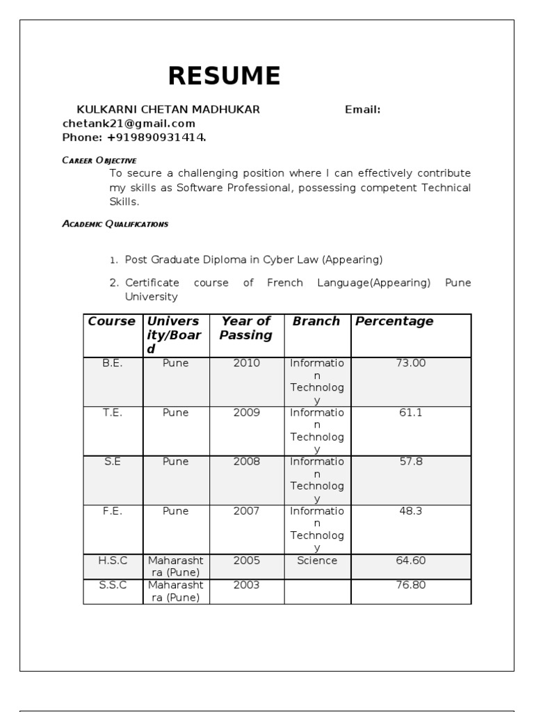 Chetan Resume | PDF | Microsoft Access | Computing