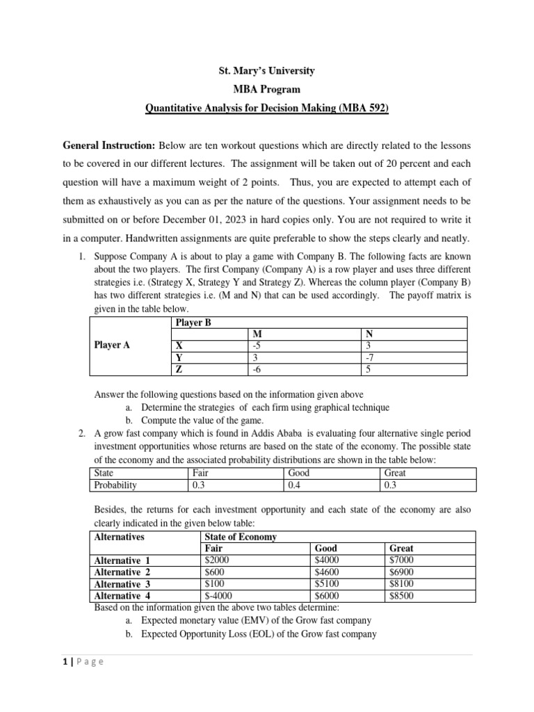 Individual Assignment For QM Novmenber 112023 | PDF | Market Share | Economies