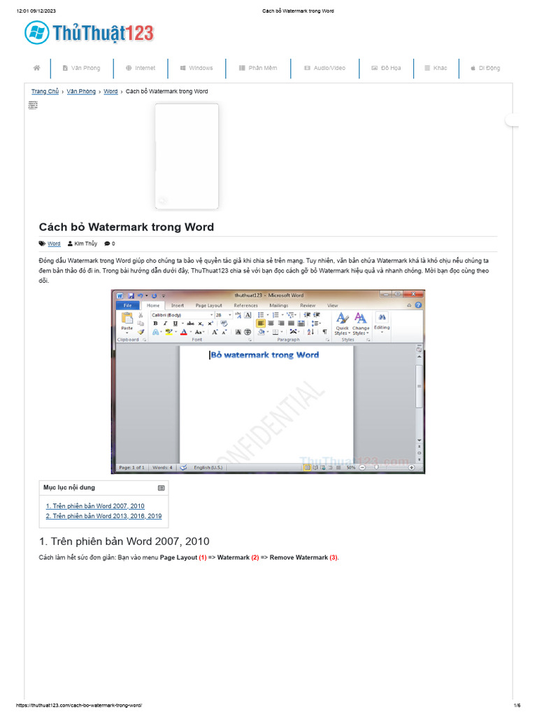 19. Cách bỏ Watermark trong Word | PDF