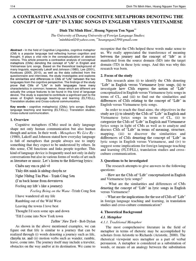 Paper 1 - Cognitive Metaphor | PDF