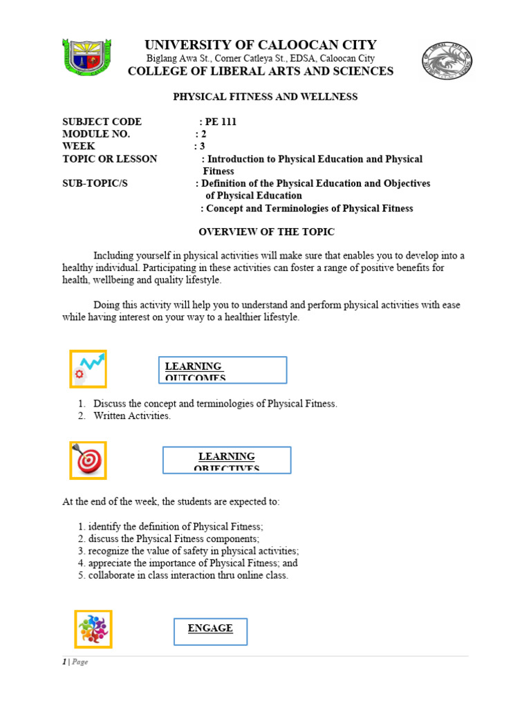 PE 111: Intro to Physical Fitness | PDF | Physical Fitness | Balance ...