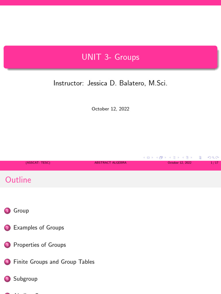 Groups and Subgroups | PDF | Group (Mathematics) | Mathematical Concepts