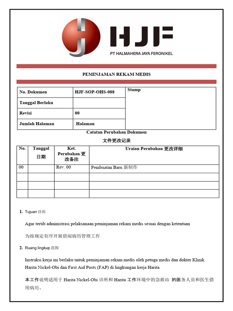 (Final) Hjf-Sop-Ohs-088 Sop Peminjaman | PDF | Hukum