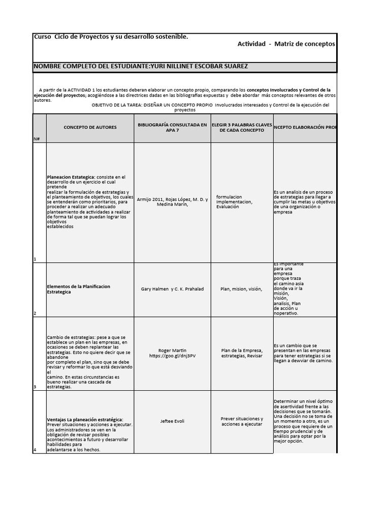 Matriz de Conceptos | PDF | Planificación | Business