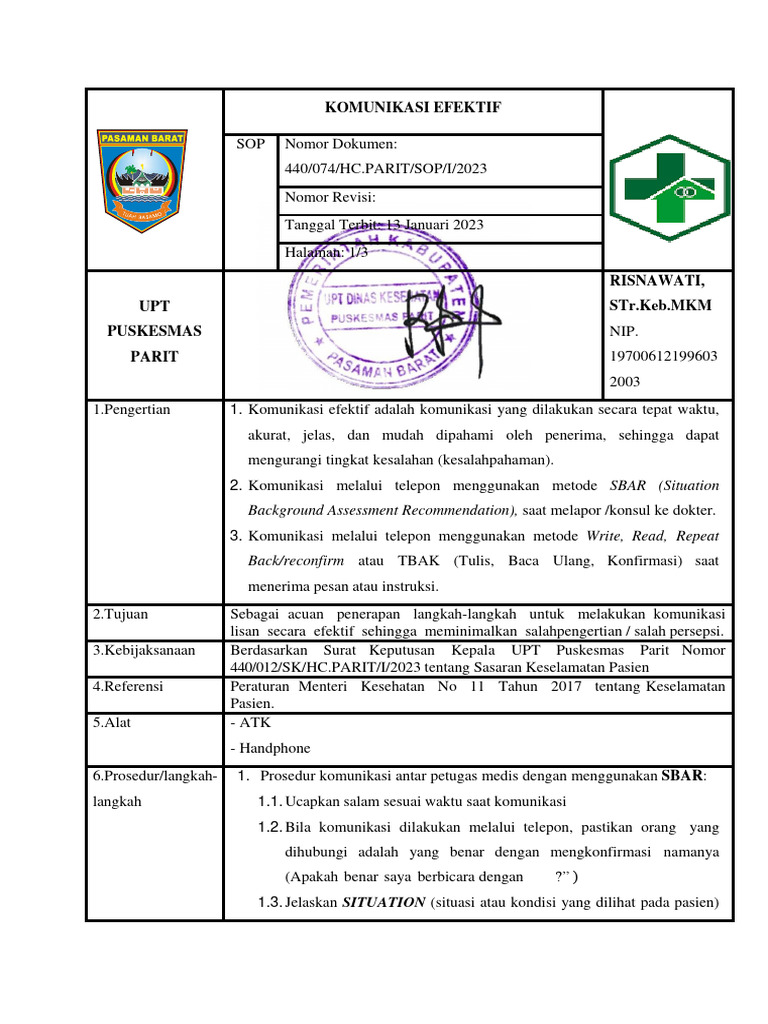Komunikasi Efektif di Puskesmas | PDF