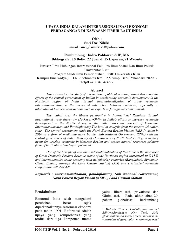 ID Upaya India Dalam Internasionalisasi Ekonomi Perdagangan Di Kawasan ...