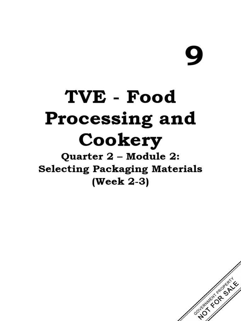 TVE COOKERY 9 Q2 - MODULE 2 WEEK 2 3 - PASSED - No Key | PDF | Packaging And Labeling | Canning