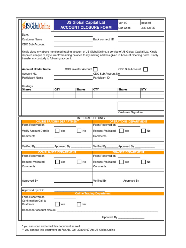 Account Closure Form Customer | PDF | Law