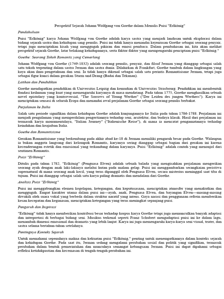 Perspektif Sejarah Johann Wolfgang Von Goethe Dalam Menulis Puisi | PDF