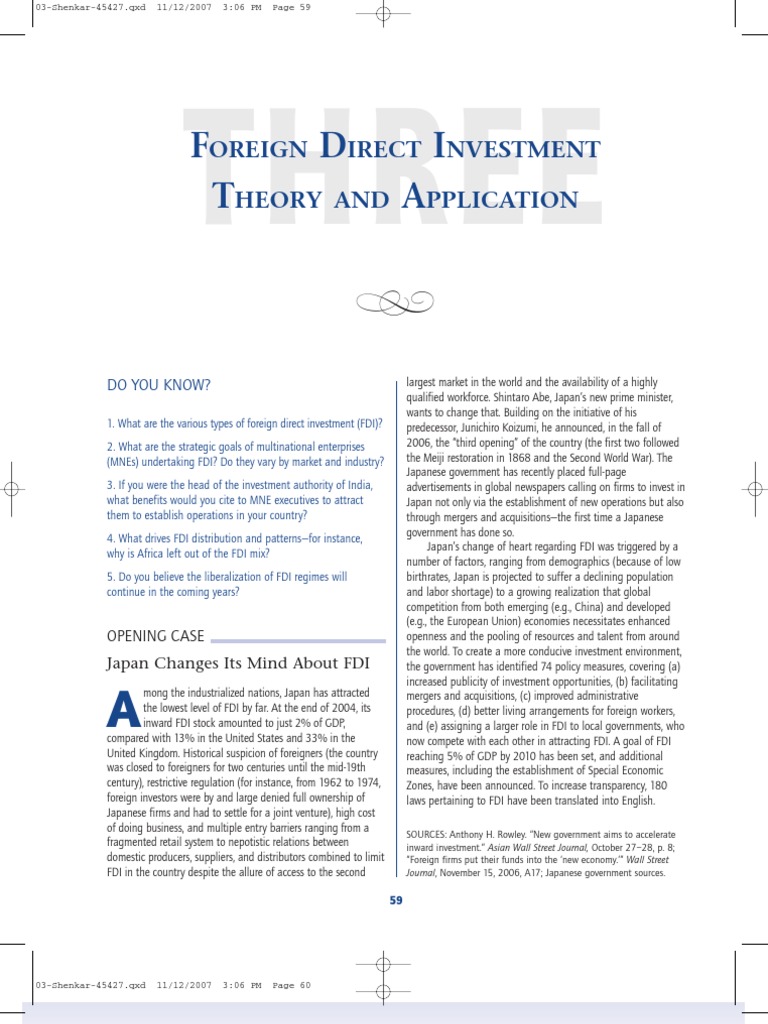 Theories of FDI | PDF | Foreign Direct Investment | Diversification ...