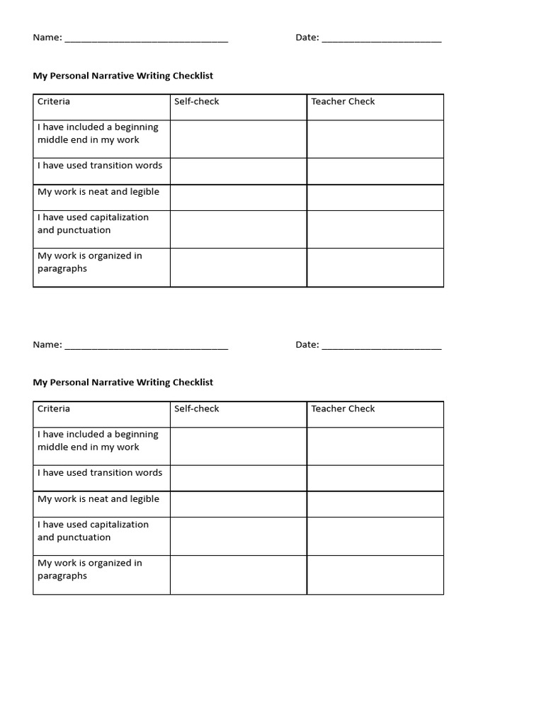 Narrative Checklist | PDF