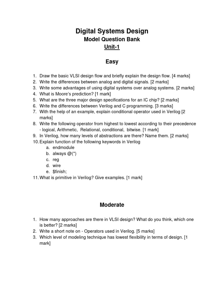 Model Question Bank (Unit-1) | PDF | Computers
