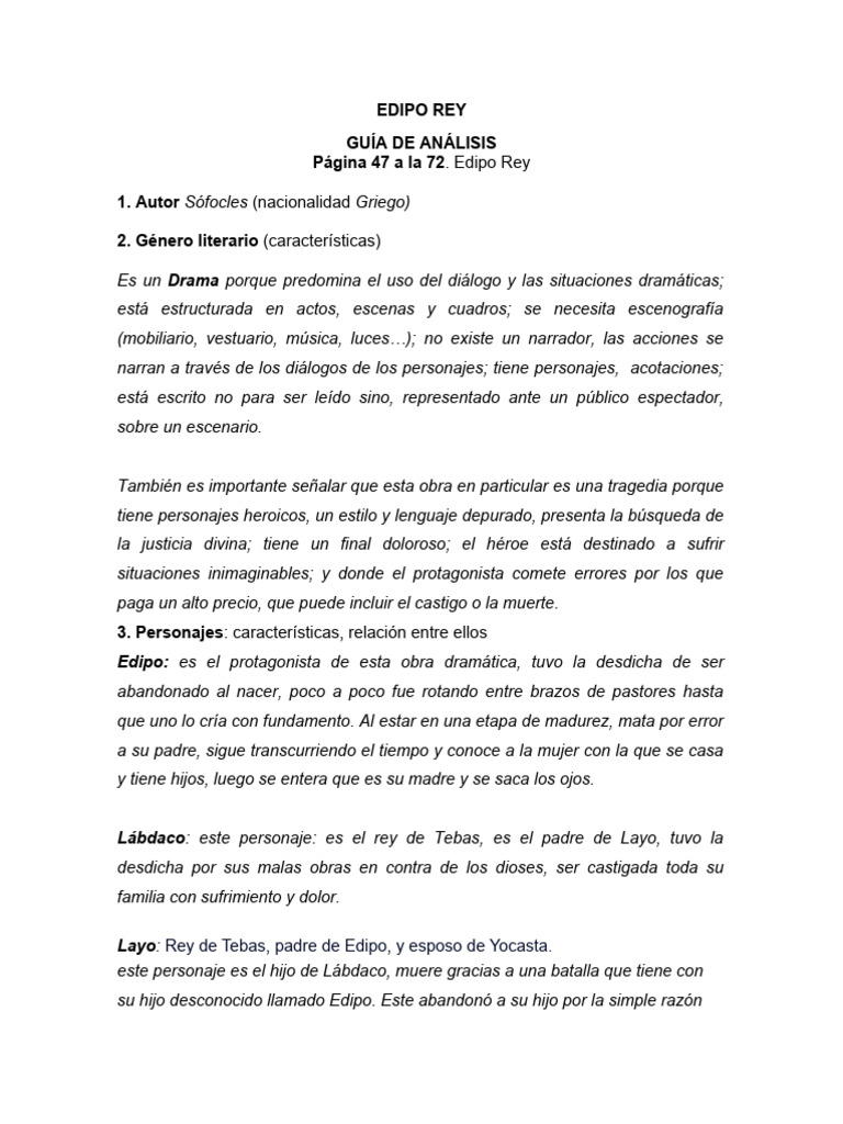 Edipo Rey Resumen | PDF