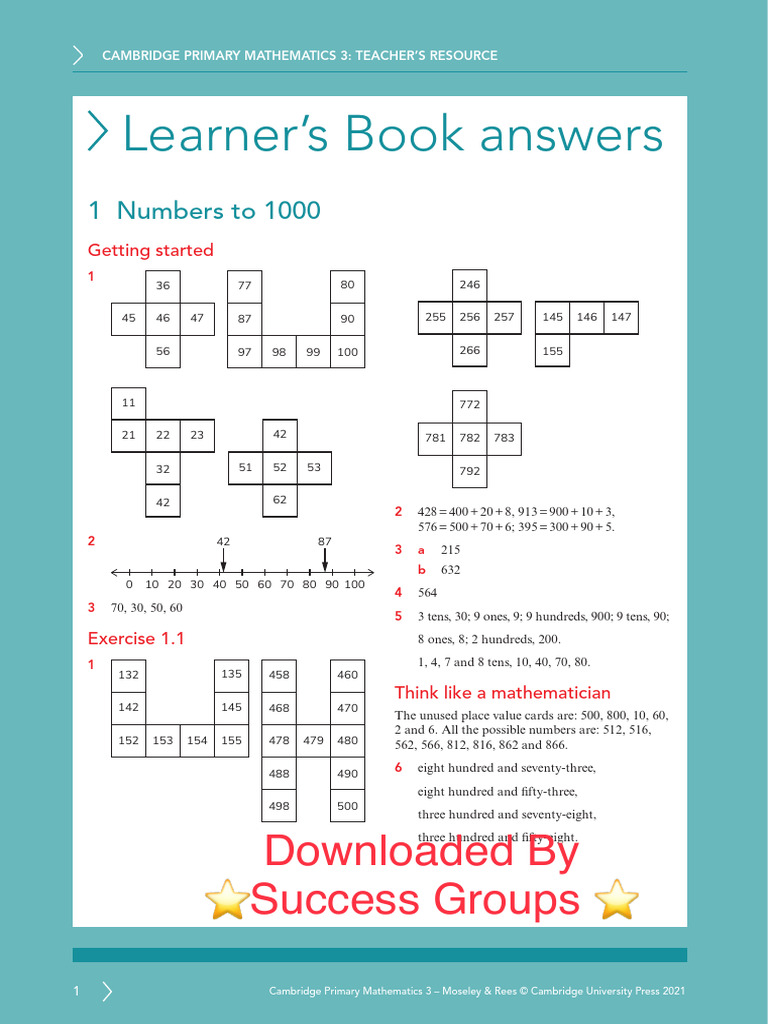 Prim Maths 3 2ed TR Learner Book Answers | PDF | Area | Length